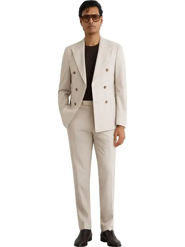 REISS Slim Fit Trousers - Stone