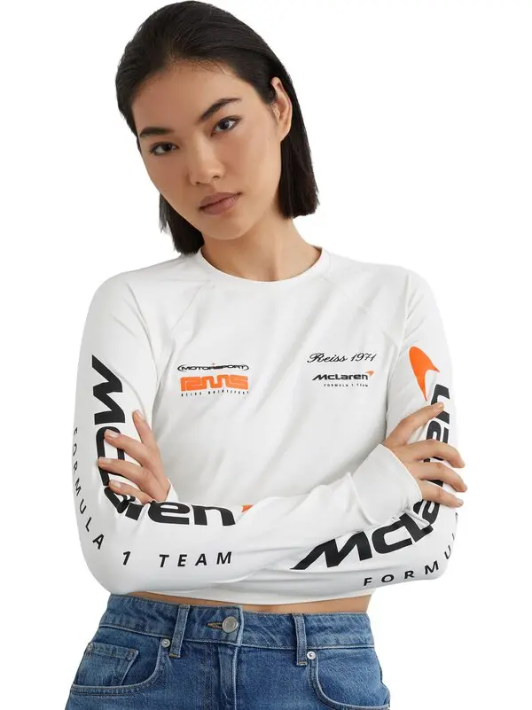 REISS Formula 1 Team Cropped Top - White