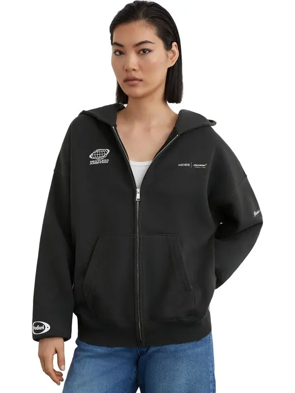 REISS X Mclaren F1 Team Racing Zip-through Hoodie -fit - Washed Black