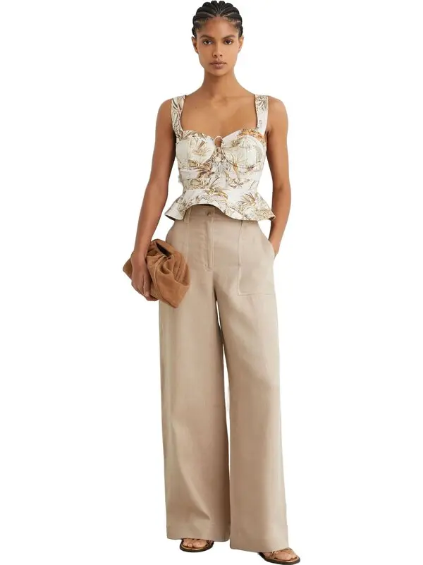 REISS Safari Print Bustier Top - Neutral