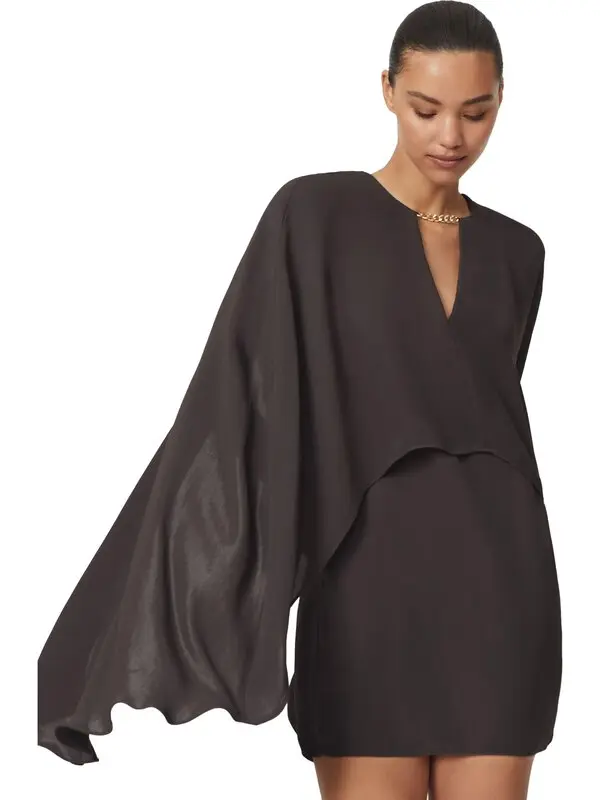 REISS Chain-detail Cape Mini Dress - Black