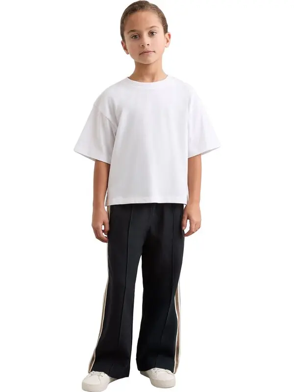 REISS 3-9 Yrs Cotton Blend Side Stripe Trousers - Navy
