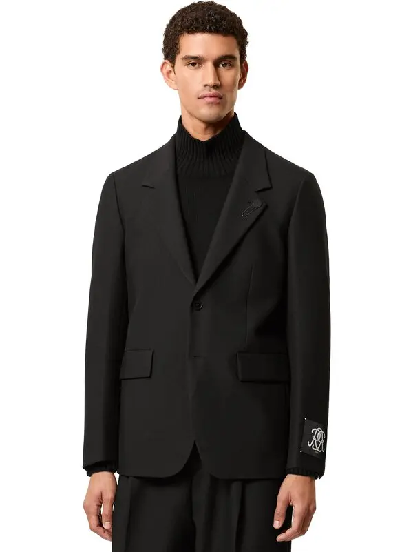 REISS Monogram Relaxed Single-breasted Blazer - Black