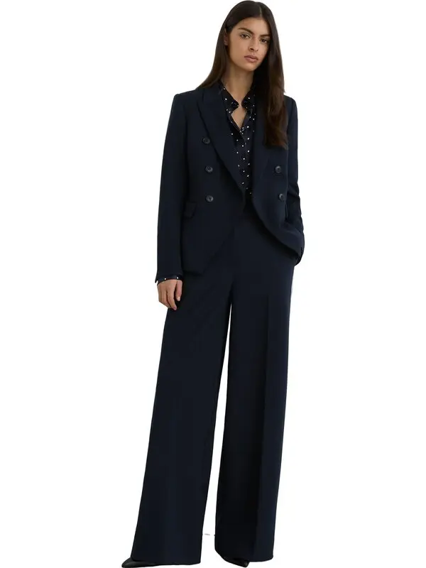 REISS Double-breasted Peak Lapel Blazer - Navy