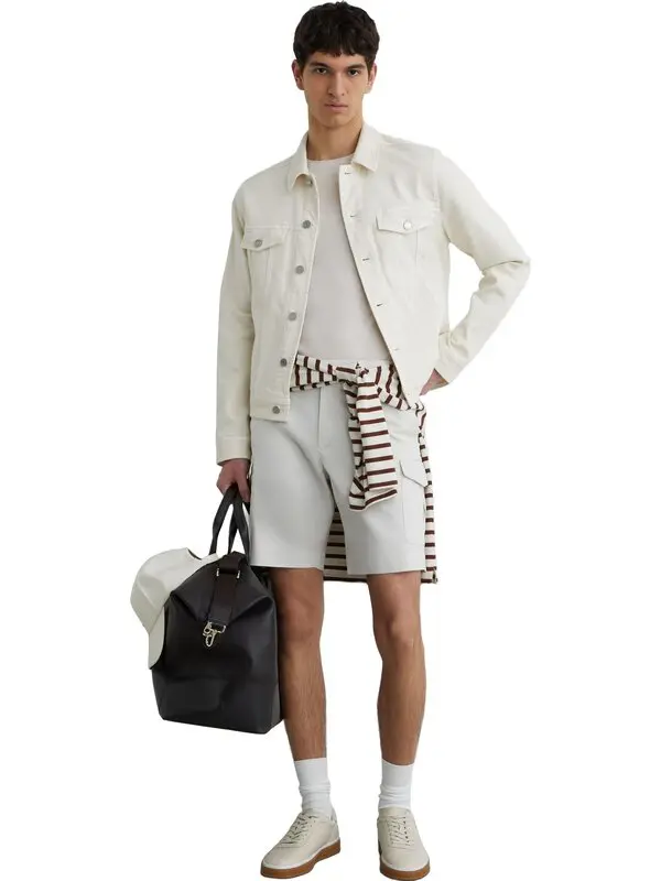 REISS Wicket Cotton Stretch Cargo Chino Shorts - Chalk