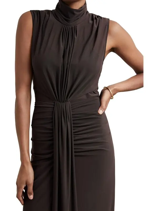 REISS Ruched Sleeveless Maxi Dress - Grape