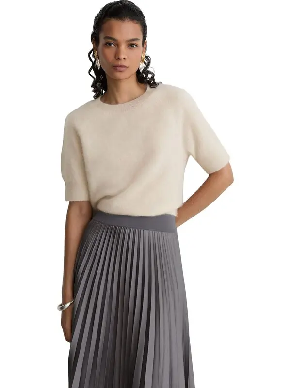 REISS Cashmere Short-sleeve Top - Grey