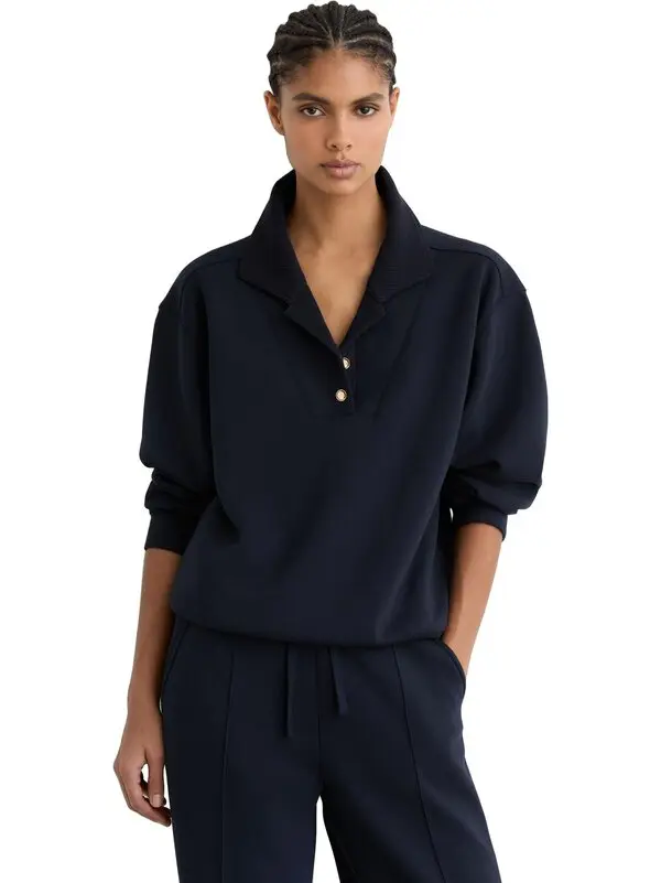 REISS Interlock Collar Sweatshirt - Navy