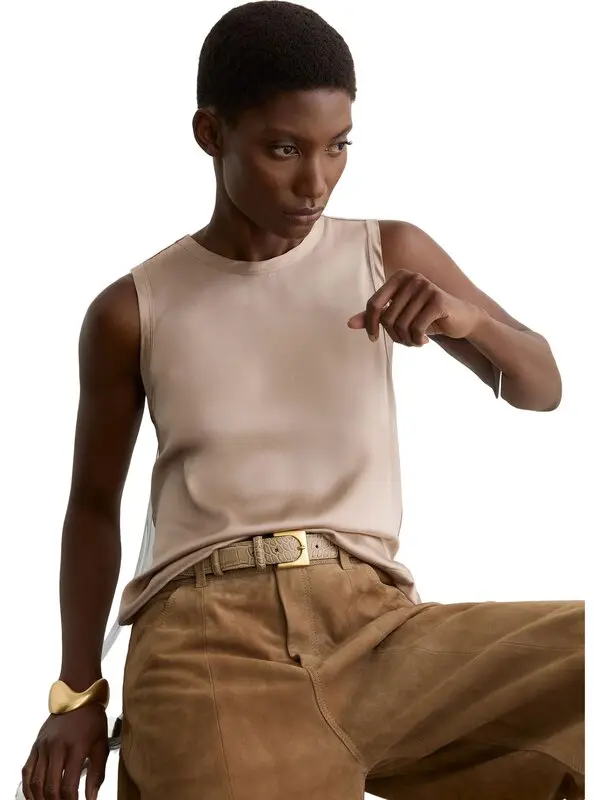 REISS Silk-front Jersey Vest - Bronze