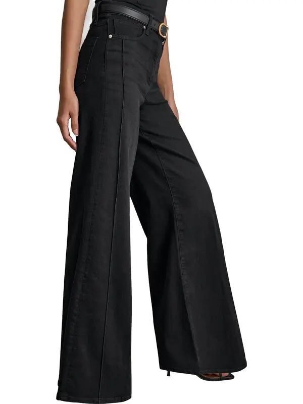 REISS Petite Stretch-cotton Wide-leg Jeans - Black