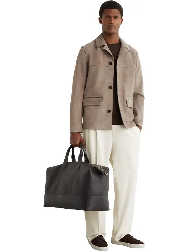 REISS Suede Heavyweight Overshirt - Soft Grey
