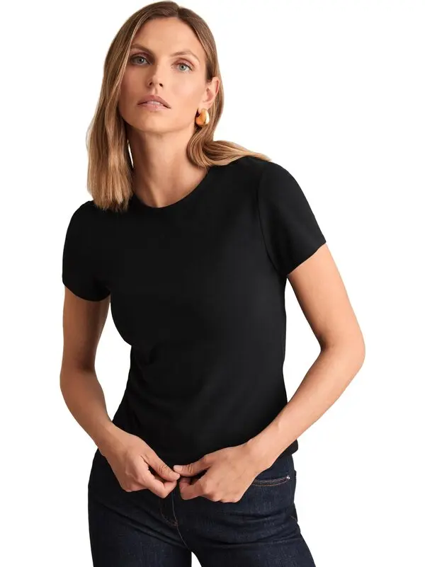 REISS Stretch-cotton Crew-neck T-shirt - Black
