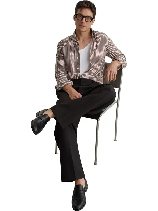 REISS Leather Saddle Loafers - Black