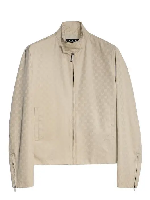 Gucci Gg Linen Blend Canvas Jacket, Size - Beige