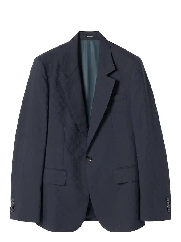 Gucci Gg Cotton Gabardine Jacquard Jacket, Size - Blue