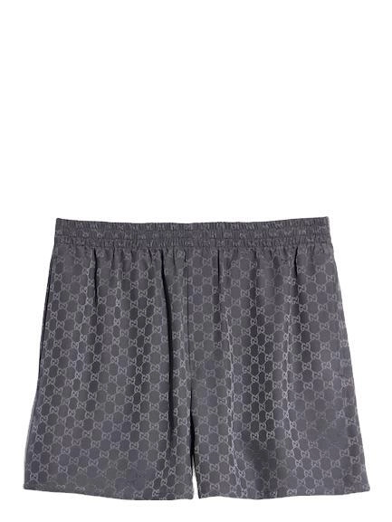 Gucci Gg Supreme Linen Shorts, Size - Grey