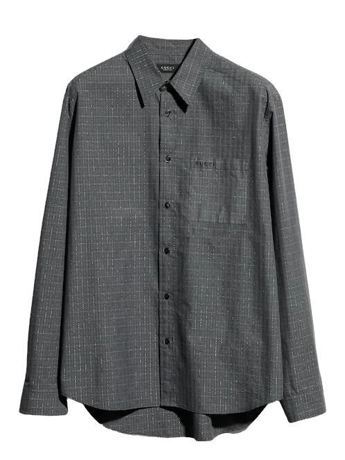 Gucci Gg Printed Silk Shirt, Size - Grey