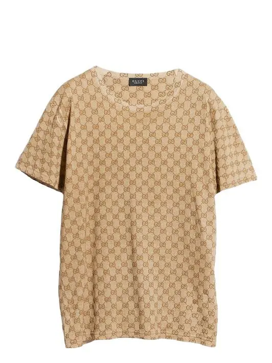 Gucci Cotton Jerey T-hirt With Print, Ize - Beige