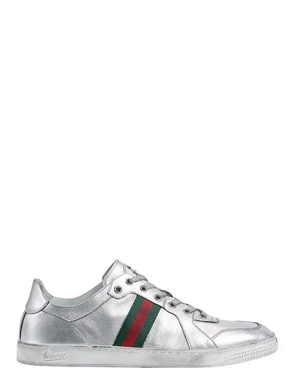 Gucci Flex Suede And Leather Sneaker - Silver