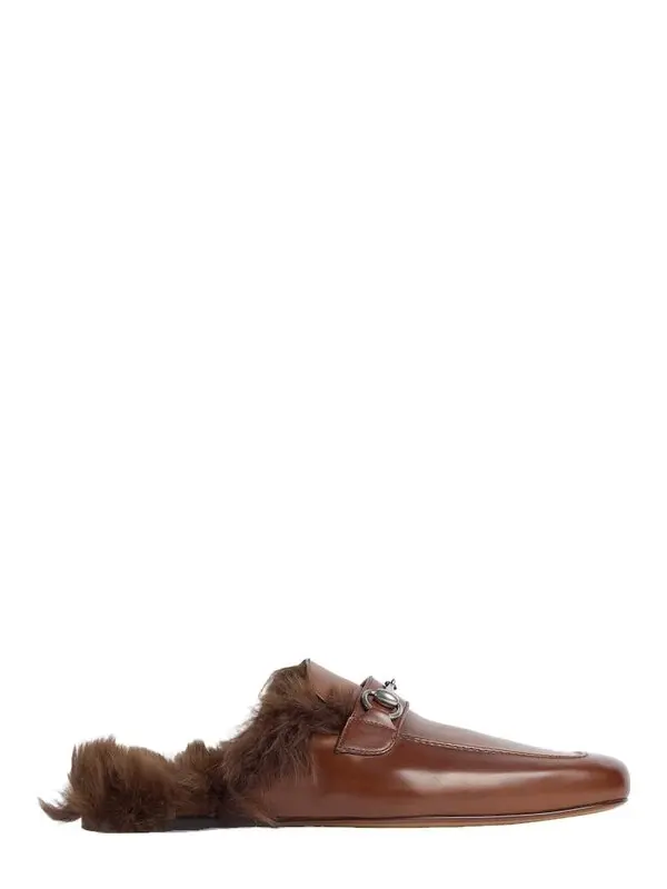Gucci Leather Mule With Horsebit - Brown