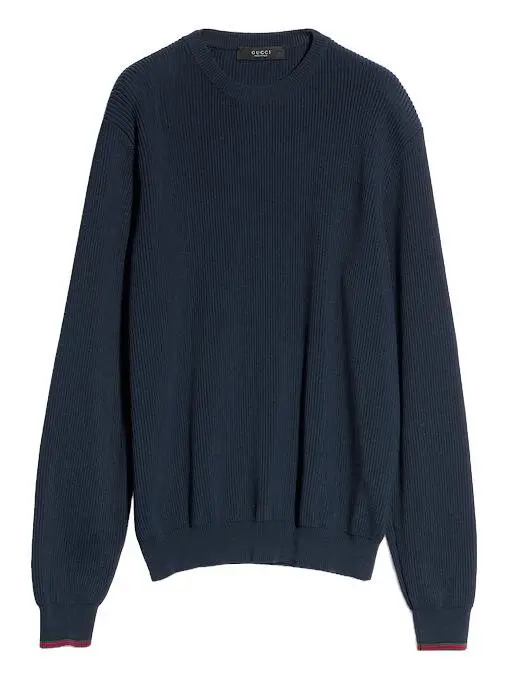 Gucci Silk Cotton Knit T-shirt With Intarsia - Blue
