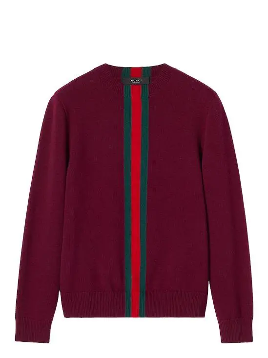 Gucci Silk Cotton Knit T-shirt With Intarsia - Bordeaux