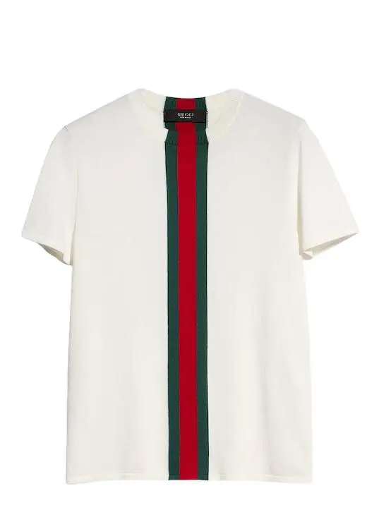 Gucci Cashmere Sweater With Web Intarsia - White