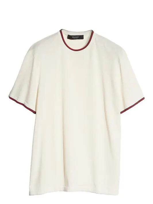Gucci Silk Cotton Knit T-shirt With Intarsia - White