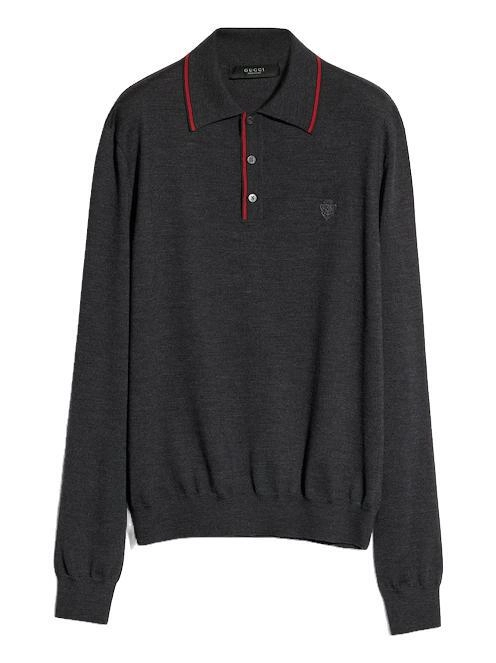 Gucci Silk Cotton Knit Polo Shirt - Black