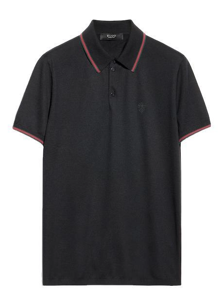 Gucci Silk Cotton Knit Polo Shirt - Black