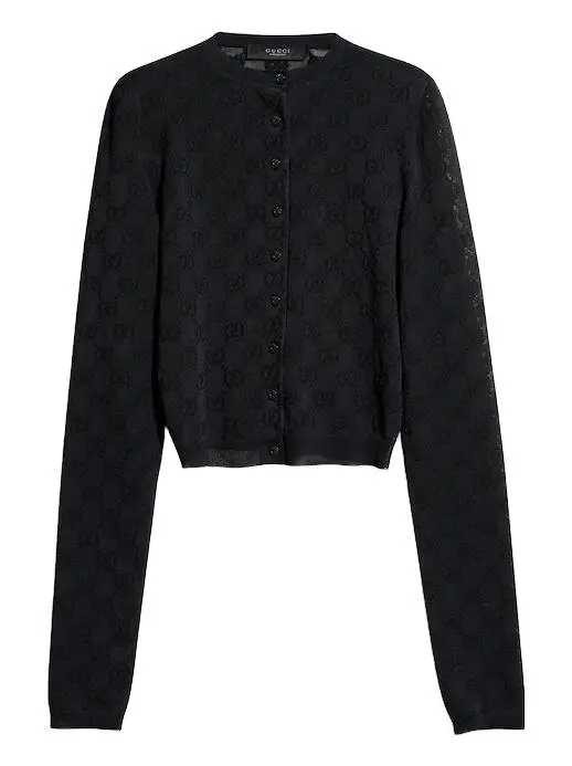 Gucci Self-tie Cardigan With Striped Trim - Black