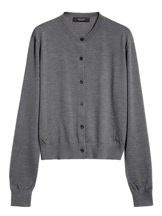 Gucci Self-tie Cardigan With Striped Trim - Black