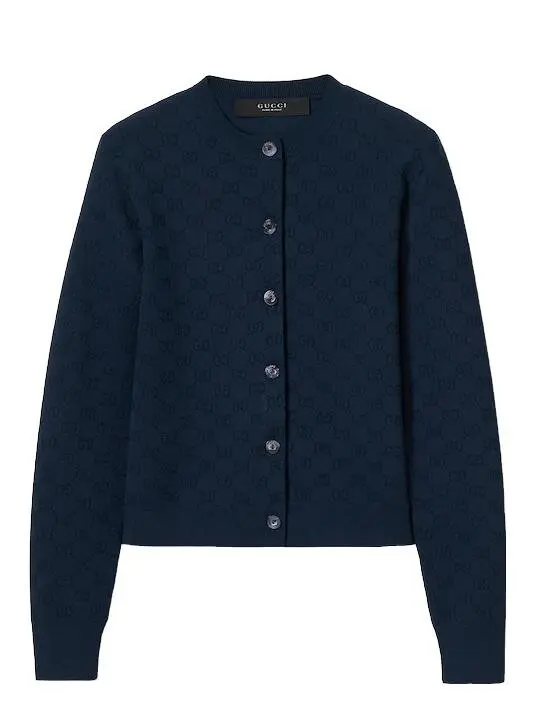 Gucci Self-tie Cardigan With Striped Trim - Blue