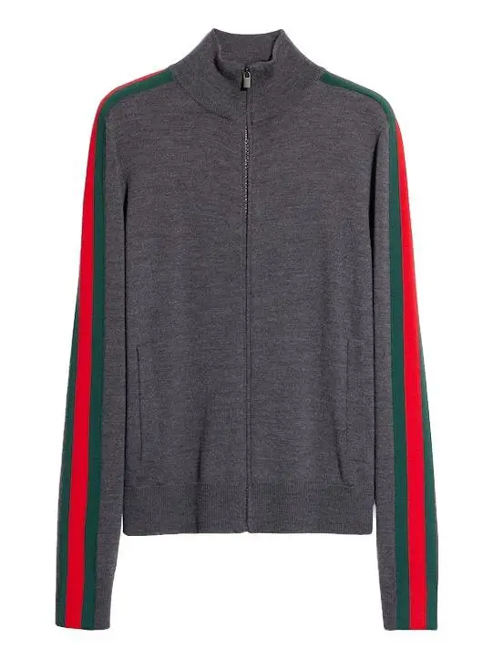 Gucci Fine Wool Gg Crystal Cardigan - Grey