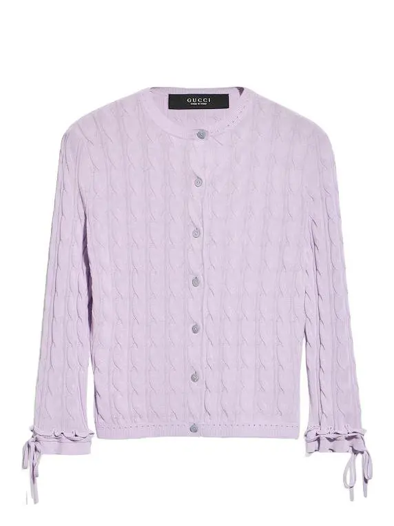 Gucci Fine Wool Gg Crytal Cardigan, Ize - Pink