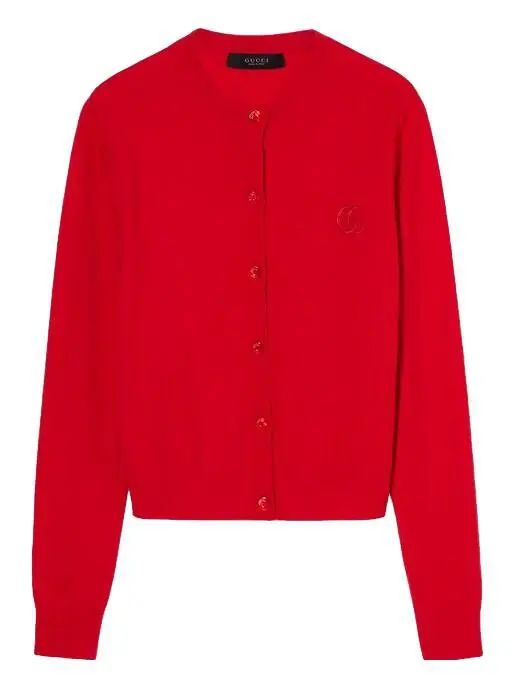 Gucci Self-tie Cardigan With Striped Trim - Red