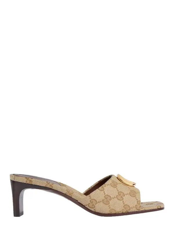 Gucci Metallic Leather Mid-heel Sandals - Beige