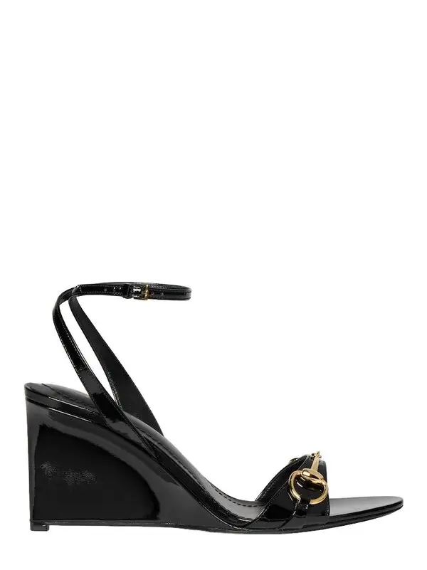Gucci Metallic Leather Mid-heel Sandals - Black