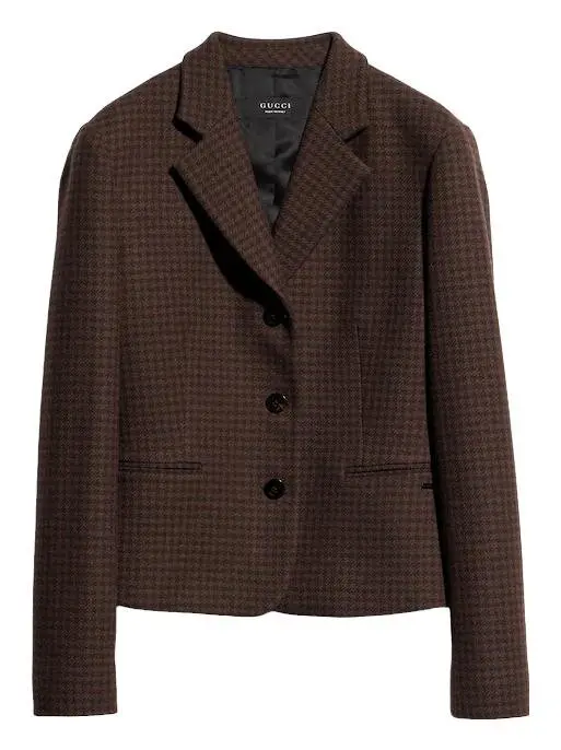 Gucci Check Cotton Tweed Jacket - Brown