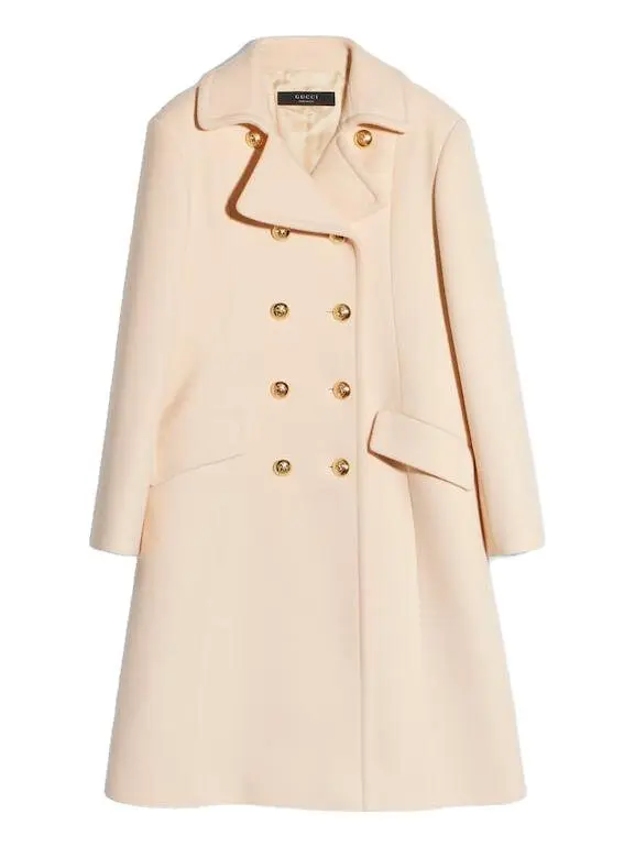 Gucci Reversible Gg Silk Wool Blend Coat - Beige