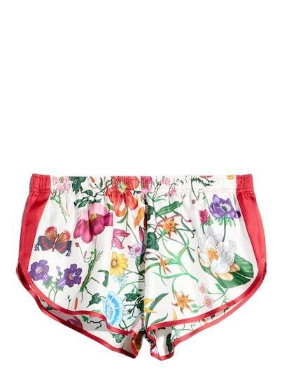 Gucci Gg Supreme Print Silk Trouser, Size - Red