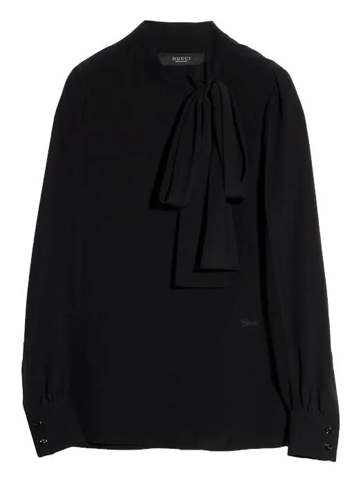 Gucci Gg Crêpe Silk Shirt - Black