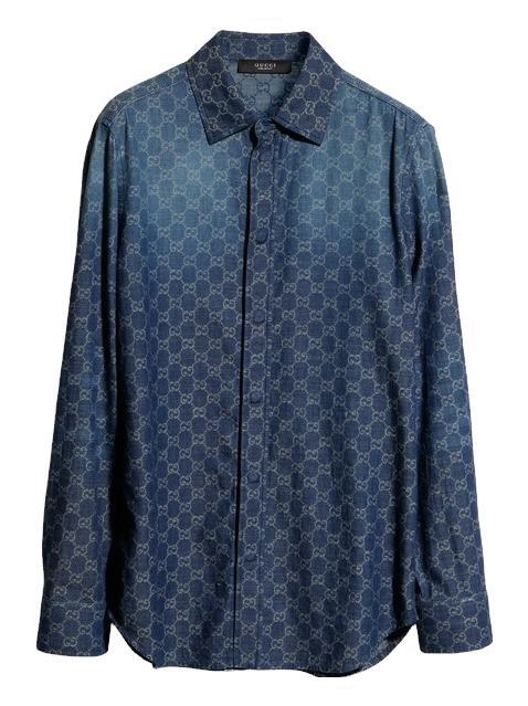 Gucci Reversible Padded Denim And Nylon Shirt, Size - Blue