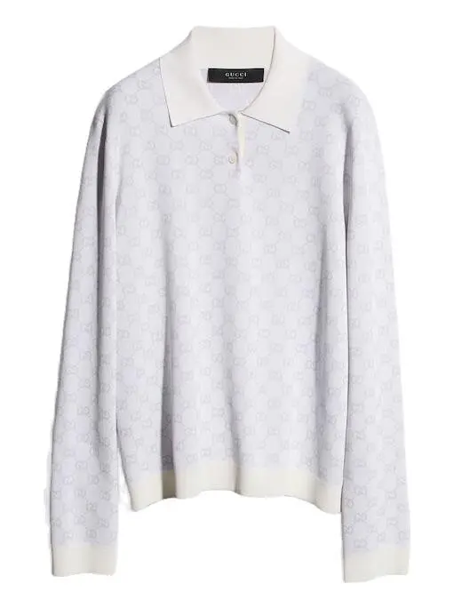 Gucci Stretch Viscose Polo Top With Striped Trim - White