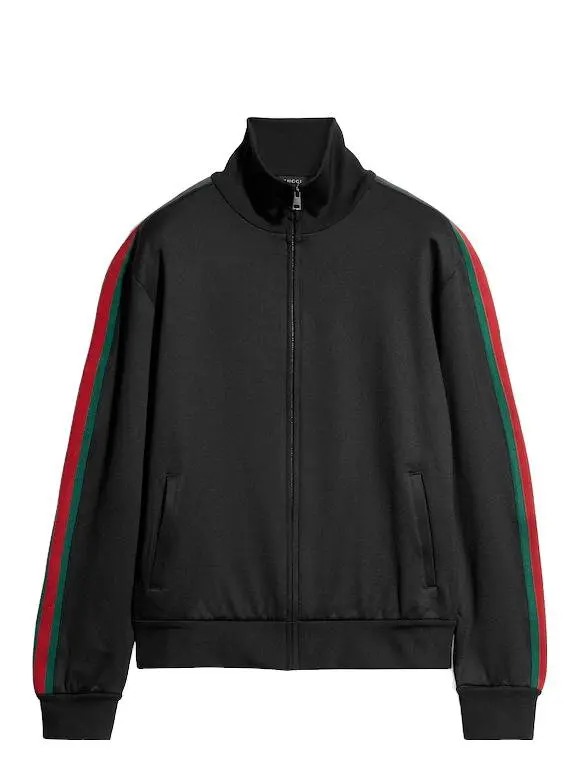Gucci Gg Jersey Jacquard Zip Jacket - Black