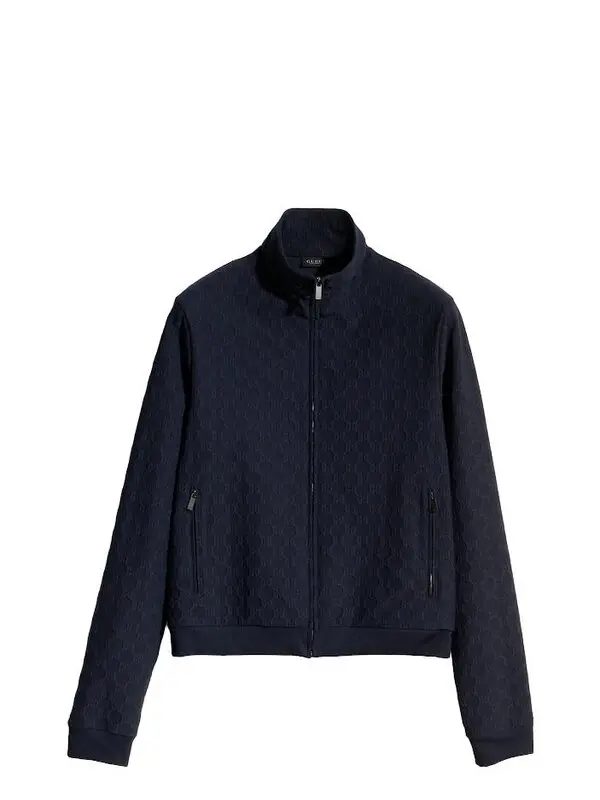 Gucci Cotton Jersey Zip Jacket With Muted Web Detail - Blue