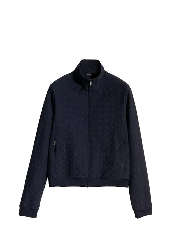 Gucci Cotton Jersey Zip Jacket With Muted Web Detail - Blue