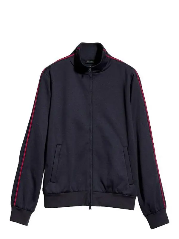 Gucci Gg Jersey Jacquard Zip Jacket - Blue
