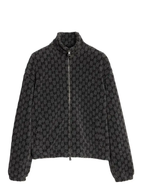 Gucci Gg Jersey Jacquard Zip Jacket - Grey