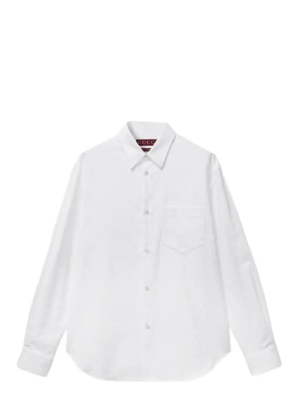 Gucci Gg Canvas Linen Blend Bowling Shirt, Size - White